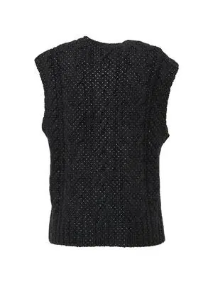 P.a.r.o.s.h Cable-knit Rhinestone-embellished Vest