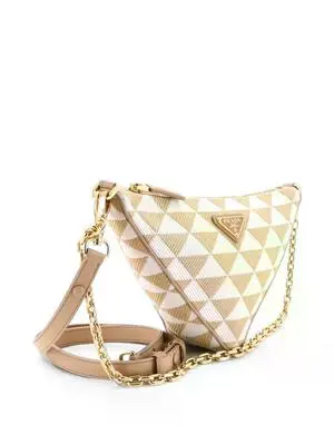 Prada Symbole Triangle Bag Leather And Jacquard Mini Shoulder Bag