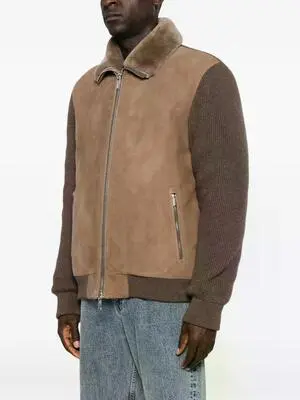 MOORER Shearling-collar Panelled Jacket