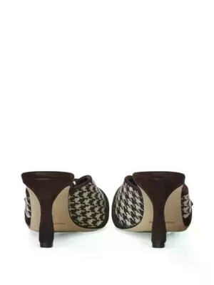 Manolo Blahnik Houndstooth Buckle-detail Mules