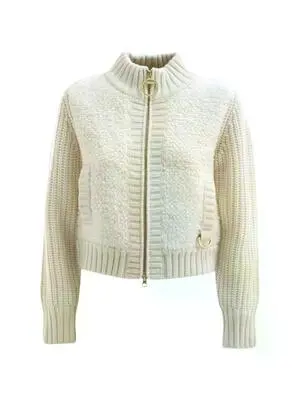 Barbour Fleece-panelled Ribbed-knit Jacket - Neutrals