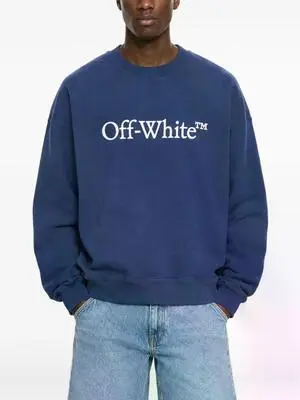 Off-White Logo-print Crew-neck Sweater - Blue