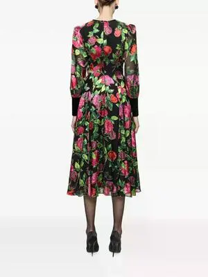 NISSA Floral Viscose-and-silk Midi Dress