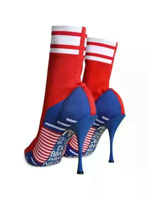 Dolce & Gabbana Logo-knit Sock Ankle Boots - Red
