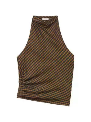 A.L.C. Penelope Gingham-print Asymmetric Tank Top