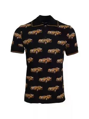 Dolce & Gabbana Car-print Polo Shirt - Black