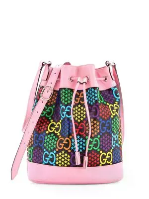 Gucci Psychedelic Print Gg Coated Canvas Medium Bucket Bag