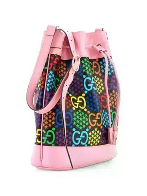 Gucci Psychedelic Print Gg Coated Canvas Medium Bucket Bag