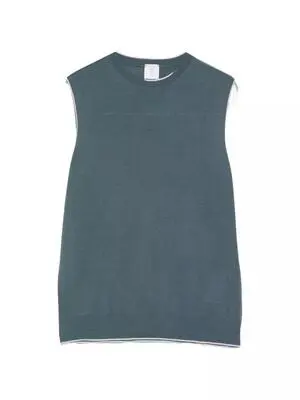 Eleventy Sleeveless Contrast-trim Sweater - Green