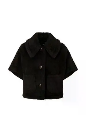 Max Mara Oversize-collar Short-sleeve Coat - Black