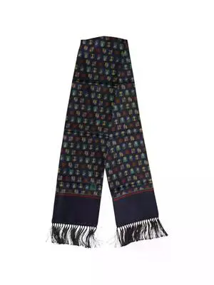 Dolce & Gabbana Heraldic-print Fringed Scarf - Blue