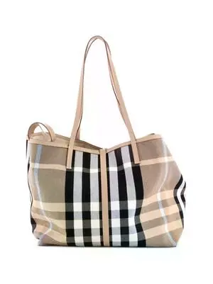 Burberry Beach Vintage Check Canvas Xl Tote Bag