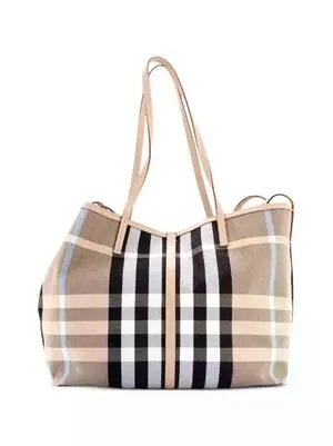 Burberry Beach Vintage Check Canvas Xl Tote Bag