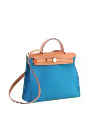 Hermès Herbag Zip Leather And Toile 31 Shoulder Bag - Blue