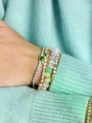 Monica Rich Kosann Tennis Diamond And Emerald Bracelet