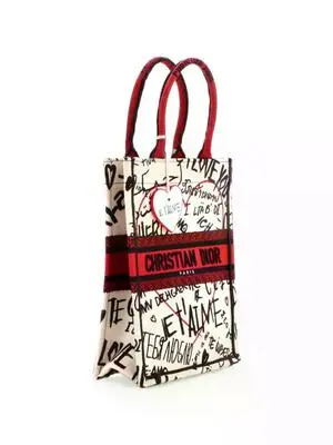 Dior Book Embroidered Canvas Vertical Tote Bag