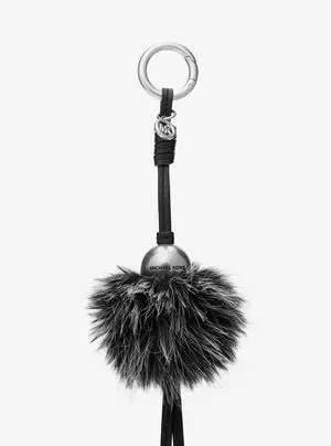 Michael Kors Silver-tone Bead And Faux Fur Bag Charm In By