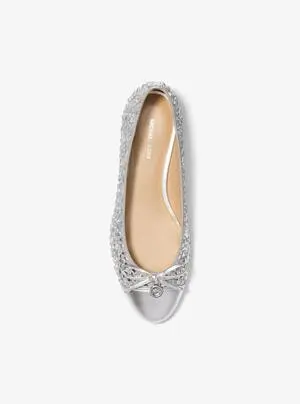 Michael Kors Piper Flex Embellished Metallic Ballet Flat In Size By