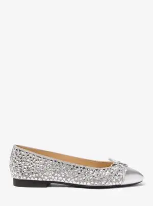 Michael Kors Piper Flex Embellished Metallic Ballet Flat In Size By