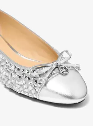 Michael Kors Piper Flex Embellished Metallic Ballet Flat In Size By