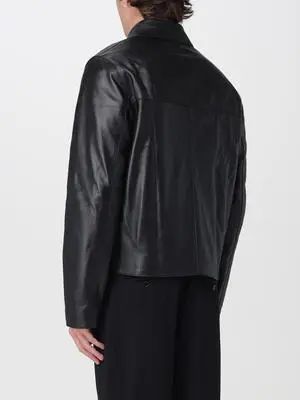 AMI Paris Smooth Lambskin Leather Jacket With Zip Closure And Classic Collar