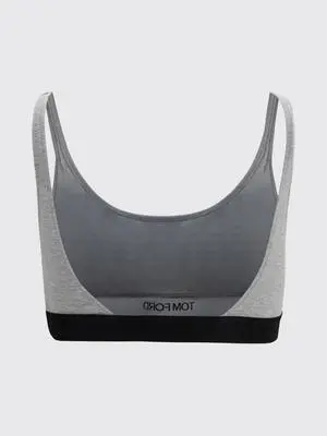 TOM FORD Cropped Modal Bralette Top With Contrast Logo Band - Grey
