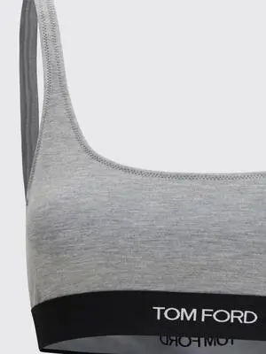 TOM FORD Cropped Modal Bralette Top With Contrast Logo Band - Grey