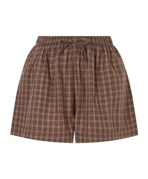 TEKLA Plaid Cotton Shorts - Brown