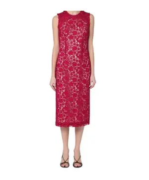 P.a.r.o.s.h Sleeveless Lace Midi Dress - Red