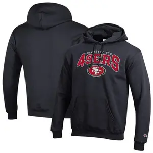 Champion San Francisco 49ers Powerblend Arch Over Logo Hoodie - Black