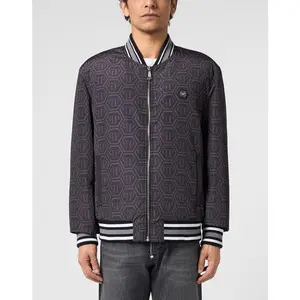 Philipp Plein Nylon Bomber All-over Monogram - Black