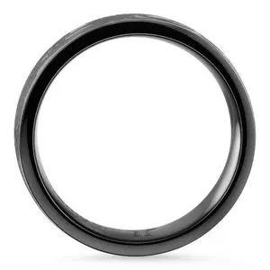 BLISS DIAMOND Black Barrel Script Titainum Ring 7mm Comfort Fit Wedding Band