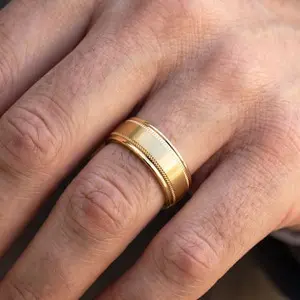 BLISS DIAMOND 6.5mm Matte Ring Gold Comfort Fit Wedding Band