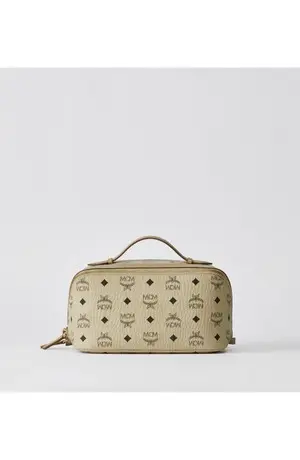 Mcm Medium Ottomar Toiletry Bag In Visetos - Beige + Black