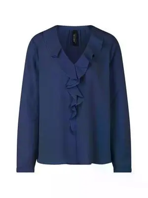 MARCCAIN Ruffled V-neck Blouse - Blue