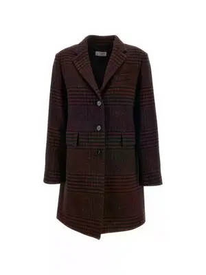 Alberto Biani Check Single-breasted Coat - Brown