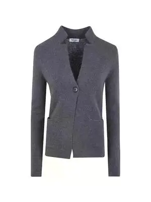 BASE Alpaca-knit Single-button Cardigan - Grey