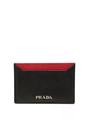 Prada 2013-2026 Bicolor Saffiano Card Holder - Black