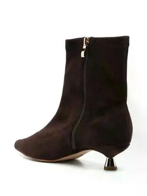 ALMA EN PENA Suede-effect Pointed-toe Ankle Boots - Brown