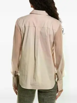 Brunello Cucinelli Sheer-sleeve Bib-detail Shirt - Neutrals