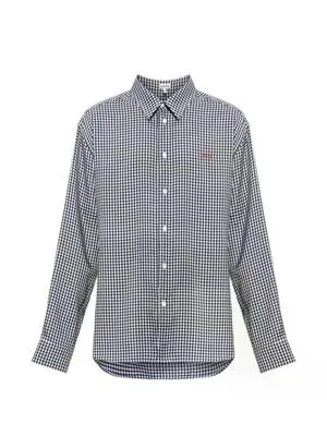 Loewe Anagram-embroidered Gingham-check Shirt - Blue