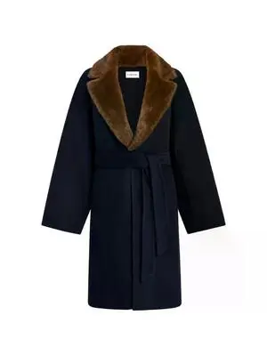P.a.r.o.s.h Faux-fur Collar Belted Coat - Blue