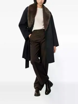 P.a.r.o.s.h Faux-fur Collar Belted Coat