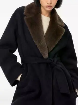 P.a.r.o.s.h Faux-fur Collar Belted Coat