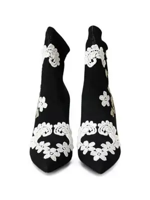 Dolce & Gabbana Floral-embroidered Slip-on Ankle Boots