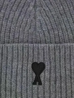 AMI Paris De Coeur Ribbed-knit Beanie Hat