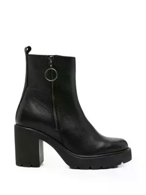 Unisa Grained Leather Ankle Boots - Black