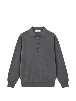 SOLOTRE Button-up Polo Sweater - Grey