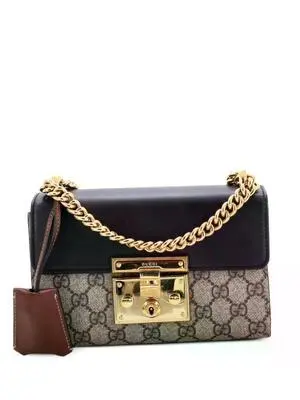 Gucci Padlock Shoulder Bag Gg Coated Canvas And Leather Small Crossbody Bag - Black