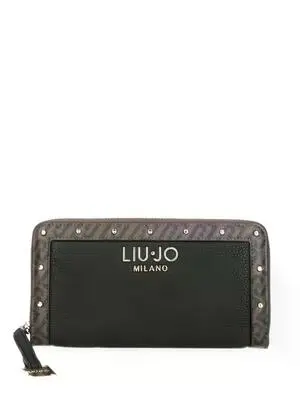 Liu Jo Monogram-print Studded Wallet - Black
